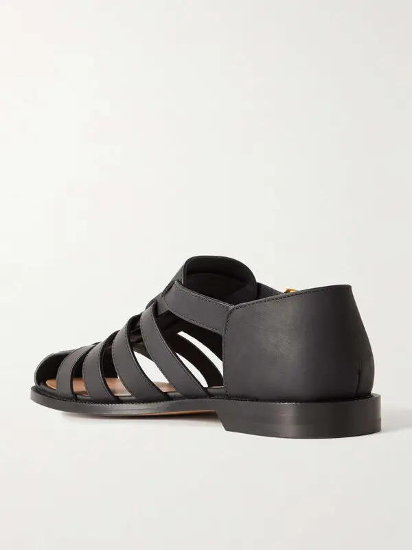 Loewe Campo Cutout Leather Sandals - Black