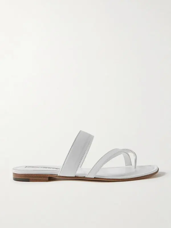 Manolo Blahnik Susa Leather Sandals - White