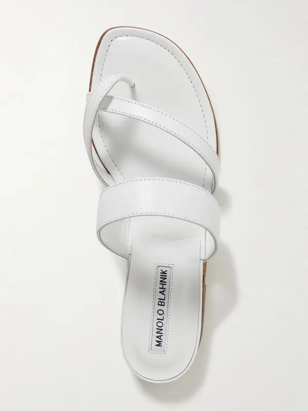 Manolo Blahnik Susa Leather Sandals - White