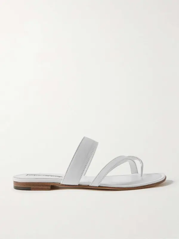 Manolo Blahnik Susa Leather Sandals - White