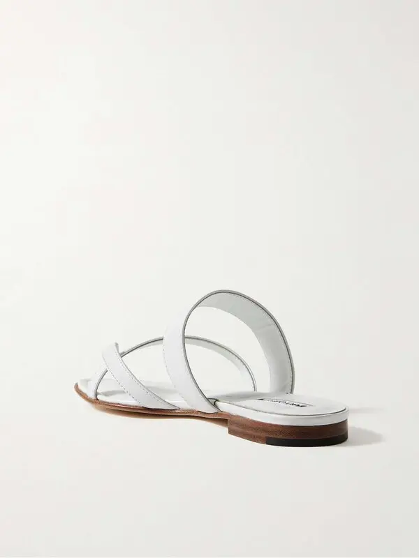 Manolo Blahnik Susa Leather Sandals - White