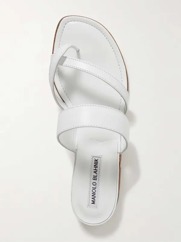 Manolo Blahnik Susa Leather Sandals - White