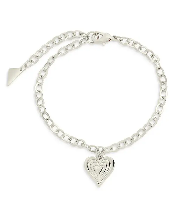 Sterling Forever Beating Heart Charm Bracelet - Silver