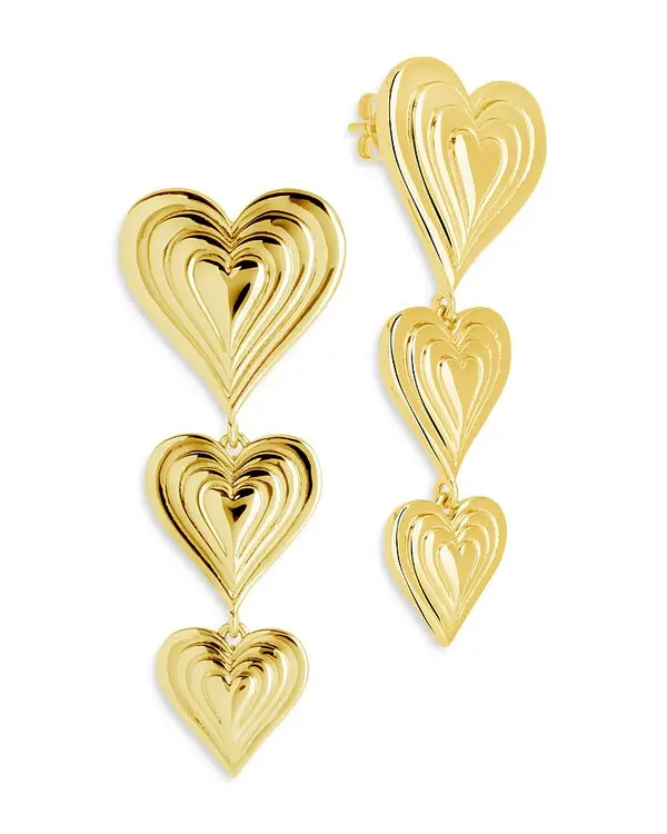 Sterling Forever Beating Heart Drop Earrings - Gold