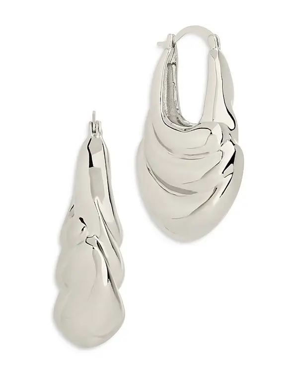 Sterling Forever Manon Sculpted Hoop Earrings - Silver
