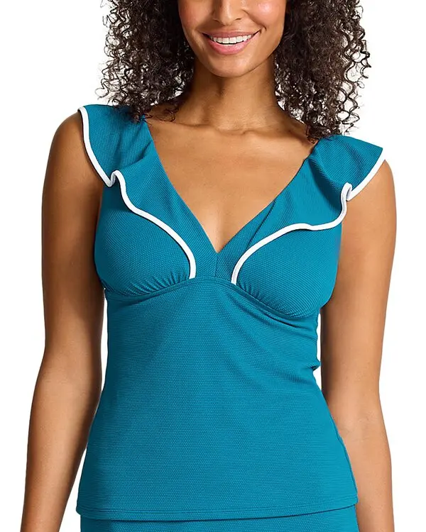 Tommy Bahama Island Cays Cabana Ruffle Trim Tankini - Topaz Teal