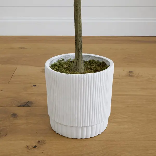 NEARLY NATURAL 6ft. Artificial Eucalyptus Tree With White Decorative Planter