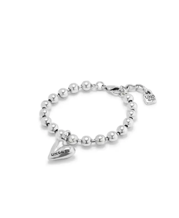 UNODE50 Sterling-plated Beaded Bracelet With Heart Charm
