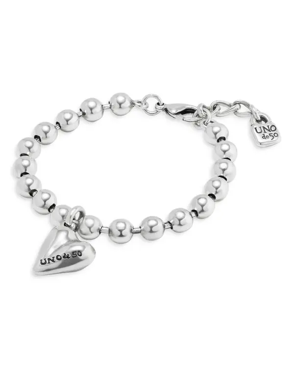 UNODE50 Plated Beaded Bracelet With Heart Charm