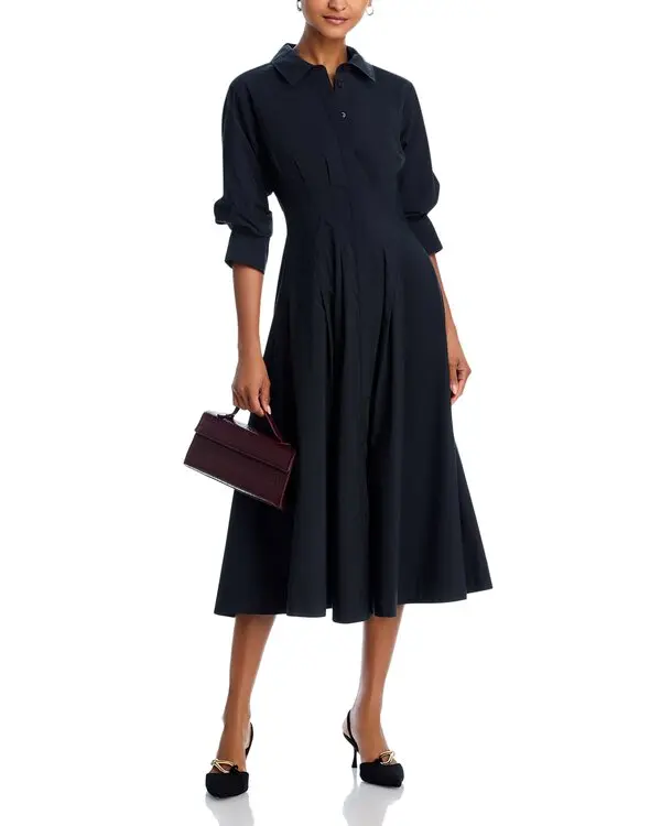 Simkhai Jazz Poplin Pintuck Midi Dress - Black