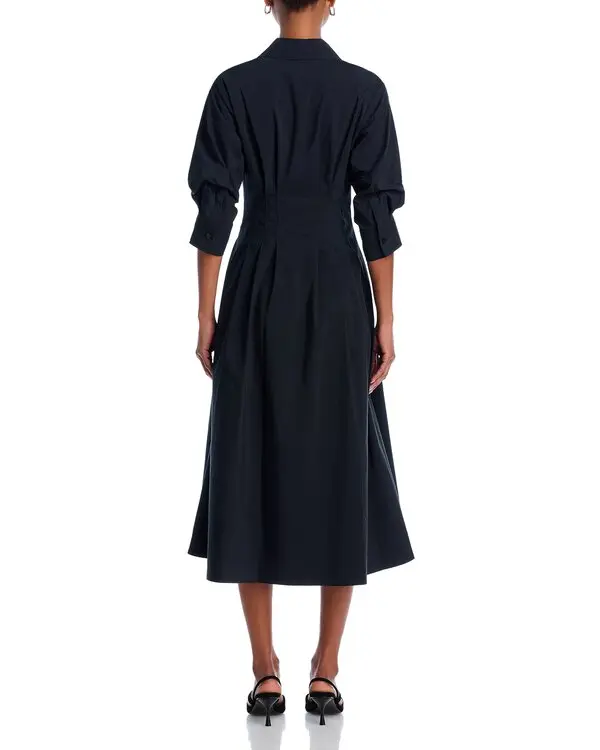 Simkhai Jazz Poplin Pintuck Midi Dress - Black