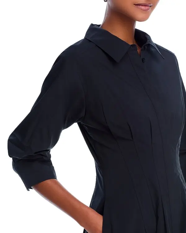 Simkhai Jazz Poplin Pintuck Midi Dress - Black