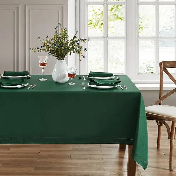 ELRENE HOME FASHIONS Alison Hemstitch Tablecloth, 52 X 52 - Green