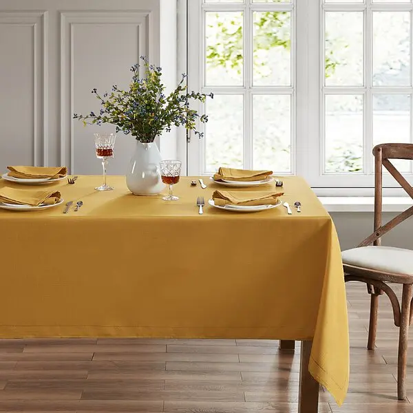 ELRENE HOME FASHIONS Alison Hemstitch Tablecloth, 60 X 84 - Gold