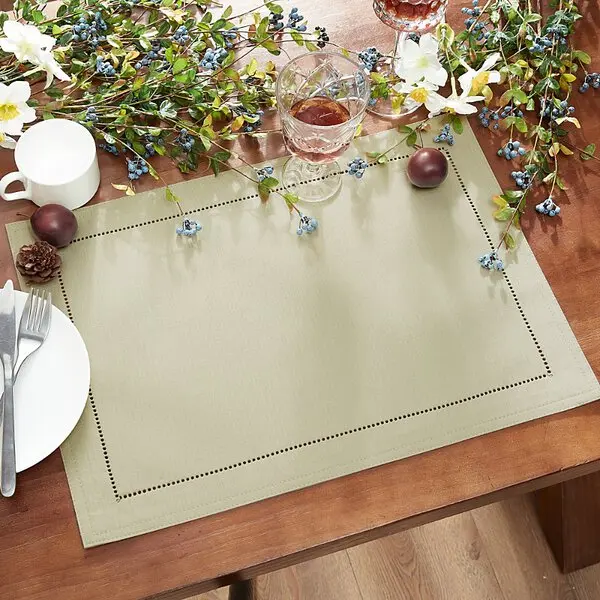 ELRENE HOME FASHIONS Alison Hemstitch Placemat, Set Of 4 - Ecru