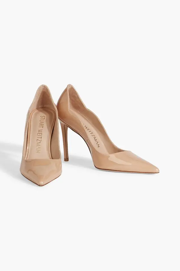 STUART WEITZMAN 100 Scalloped Patent-leather Pumps