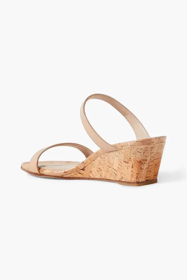 STUART WEITZMAN Aleena 50 Patentleather Wedge Sandals