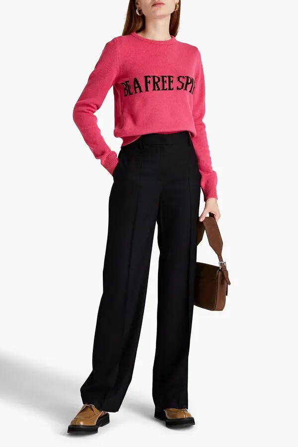Alberta Ferretti Wool-blend Twill Straight-leg Trousers