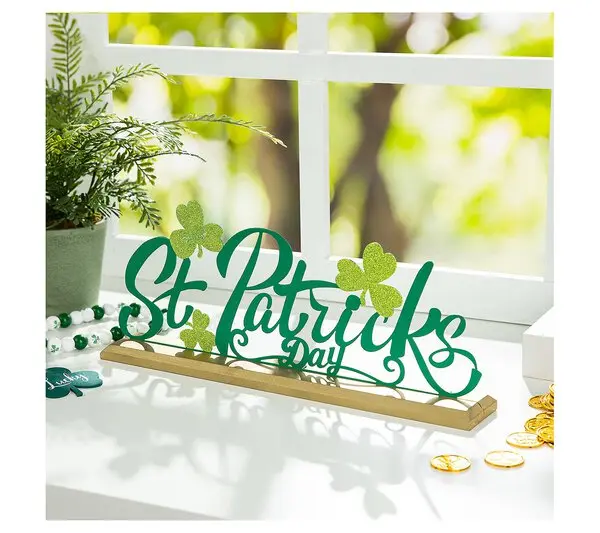 GLITZHOME 16' Lucky St.patrick's Metal Table To Pper