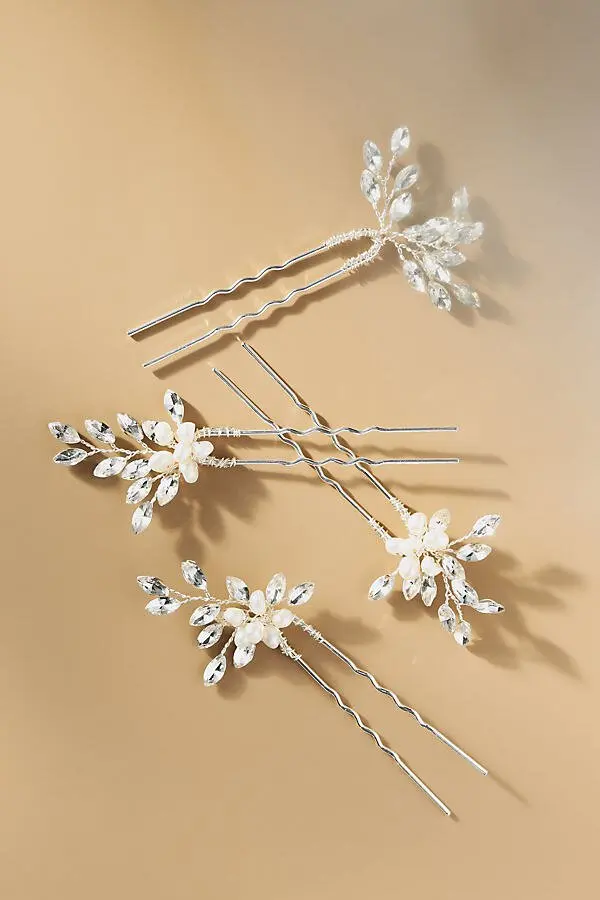 BRIDES & HAIRPINS Agapi Pearl & Crystal Hair Pins Brides & Hairpins Agapi Pearl & Crystal Hair Pins Set Of 4  main image 3