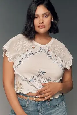 Anthropologie Short-sleeve Pieced Hanky Crop Top