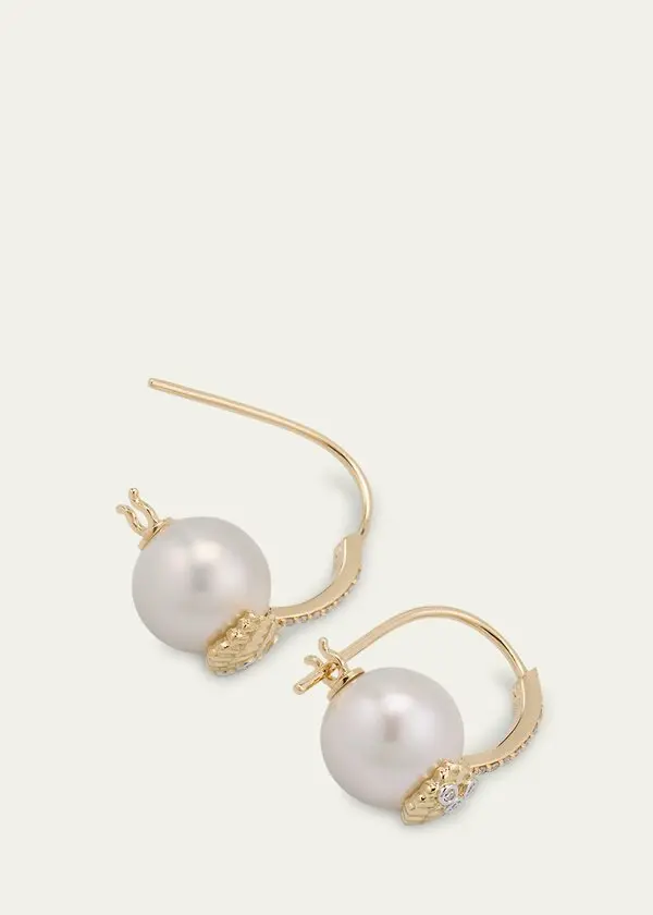 SYDNEY EVAN 14k Gold Clamshell Pearl Diamond Earrings