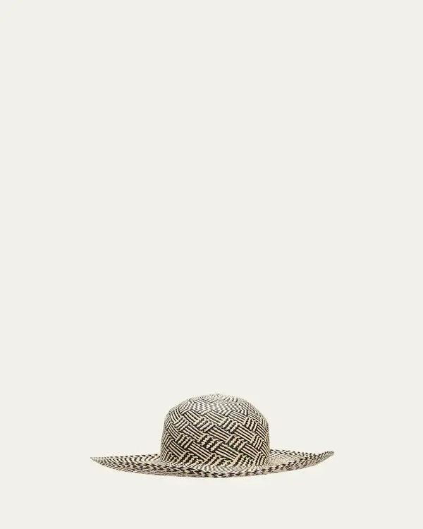 BARBISIO Amos Patterned Wide-brim Hat - Black