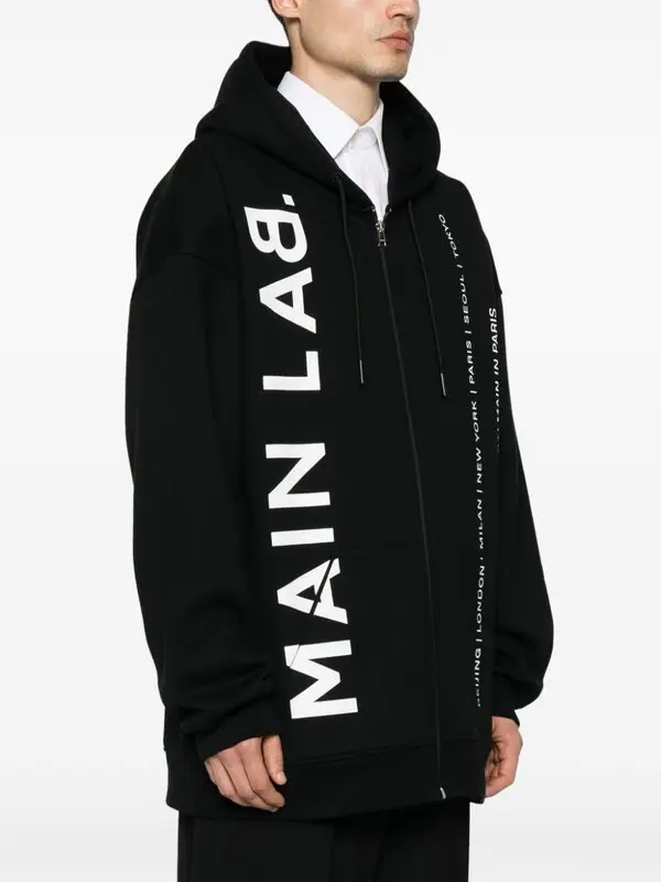 Balmain Main Lab Zip-Up Hoodie - Black | Editorialist
