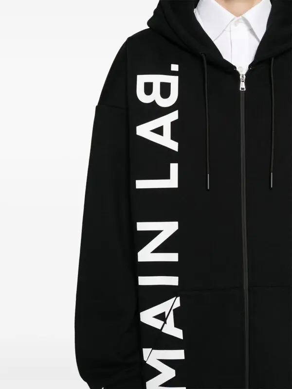 Balmain Main Lab Zip-Up Hoodie - Black | Editorialist