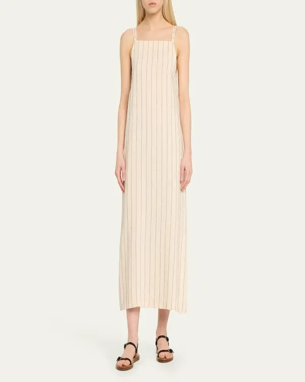 LOULOU STUDIO Etta Stripe Midi Linen Dress