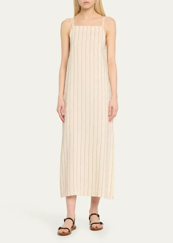 LOULOU STUDIO Etta Stripe Midi Linen Dress