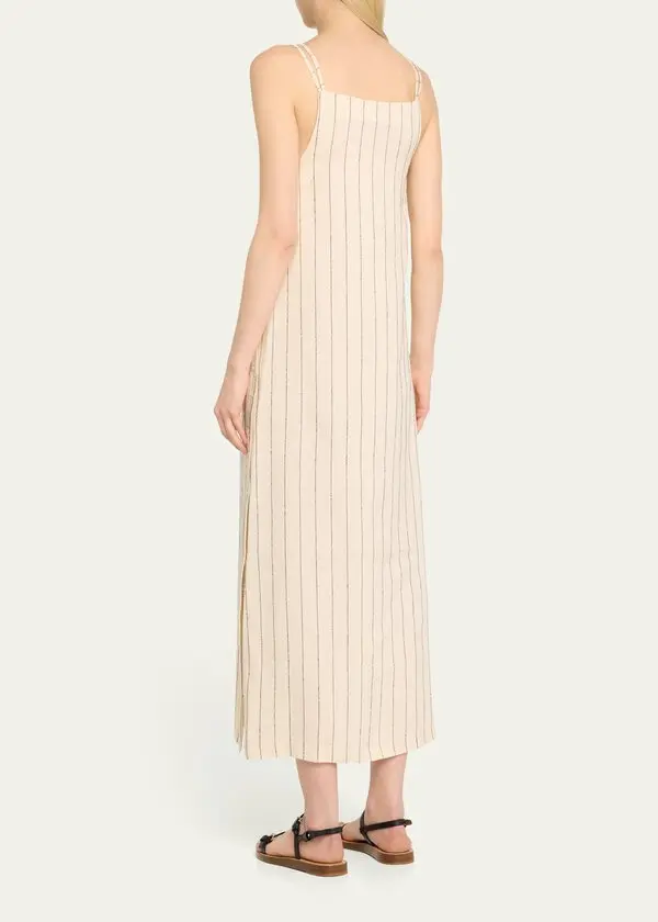 LOULOU STUDIO Etta Stripe Midi Linen Dress