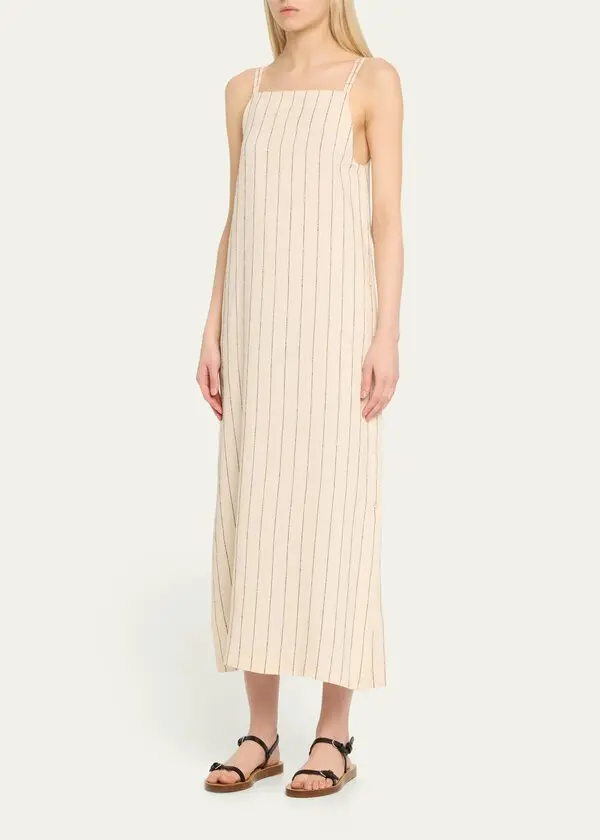 LOULOU STUDIO Etta Stripe Midi Linen Dress