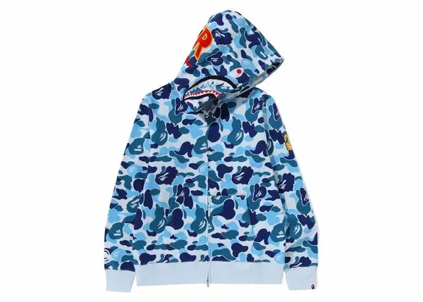 A Bathing Ape Abc Camo Shark Ponr Full Zip Hoodie - Blue