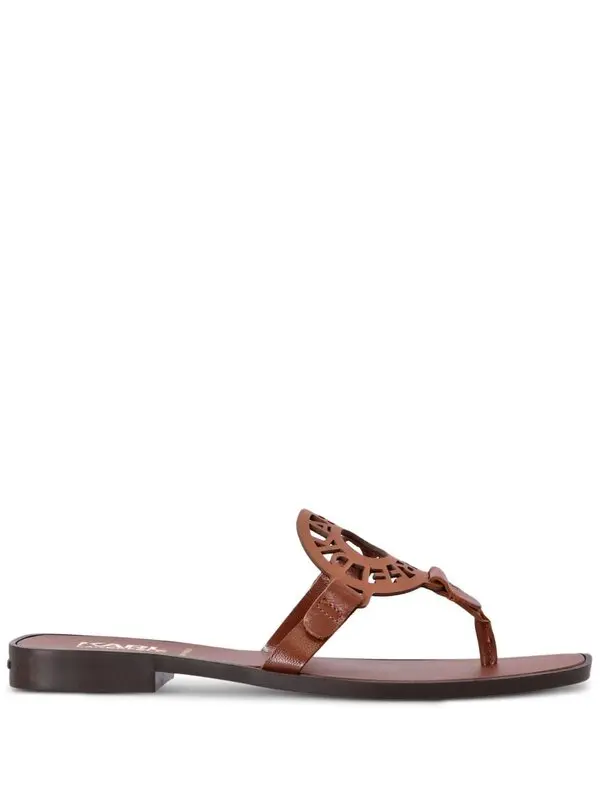 Karl Lagerfeld Skoot Ii Logo Cut-out Slides - Brown