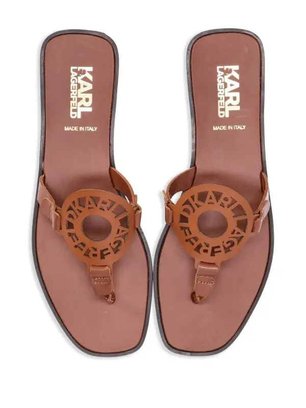 Karl Lagerfeld Skoot Ii Logo Cut-out Slides - Brown