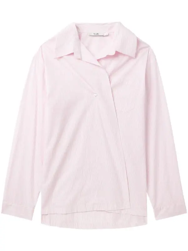 B+AB Asymmetric Striped Cotton Shirt
