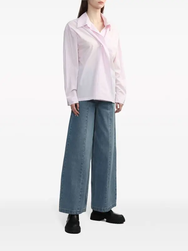 B+AB Asymmetric Striped Cotton Shirt