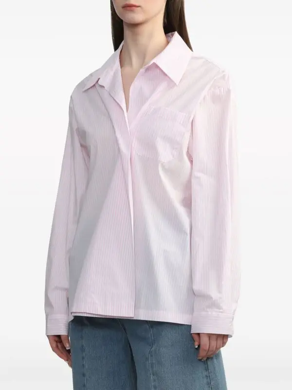 B+AB Asymmetric Striped Cotton Shirt