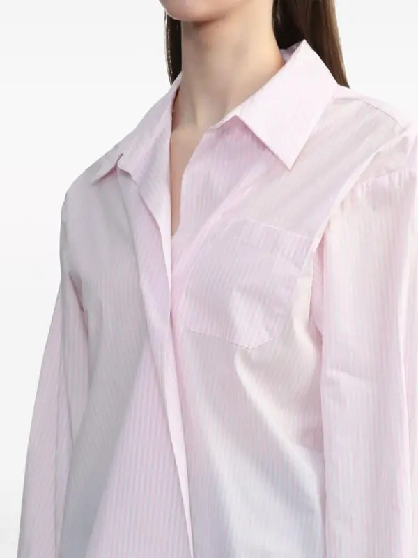 B+AB Asymmetric Striped Cotton Shirt