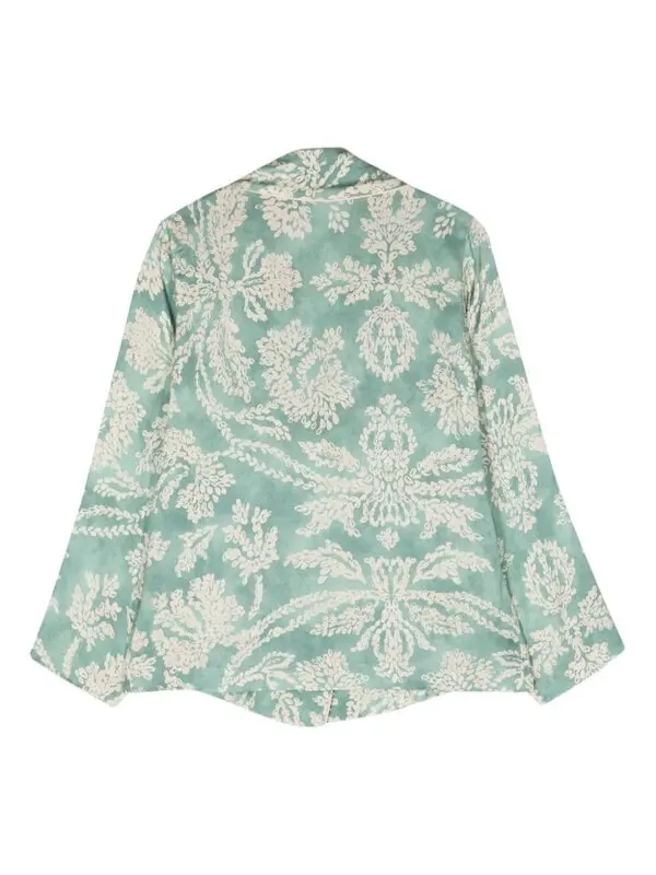 MERCI Leaf-print Double-breasted Blazer