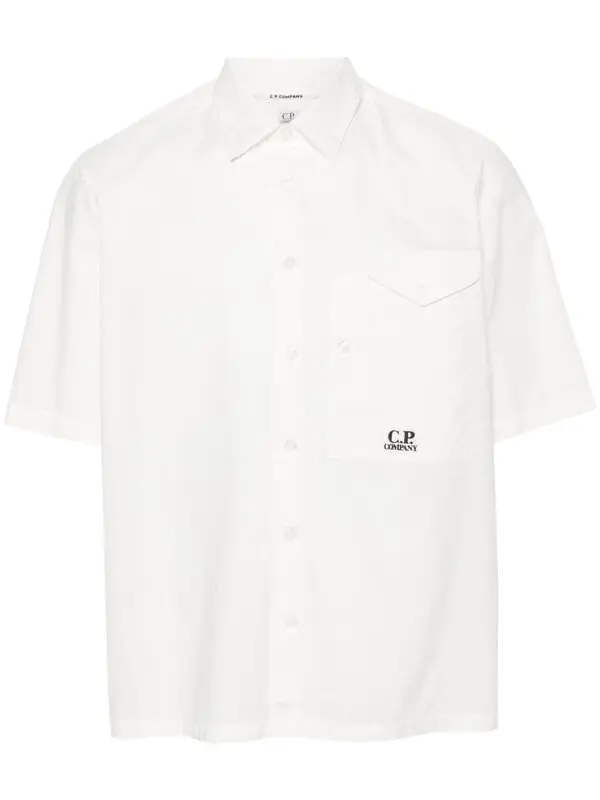 C.P. COMPANY Logo-embroidered Cotton Shirt - White