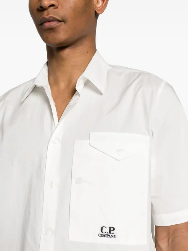 C.P. COMPANY Logo-embroidered Cotton Shirt - White