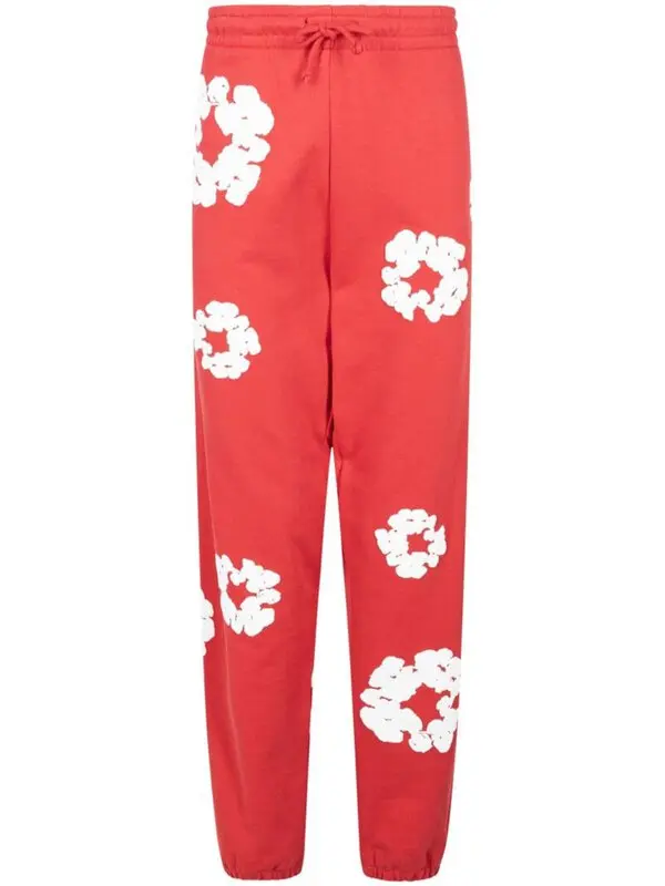 DENIM TEARS Cotton Wreath-print Track Pants - Red