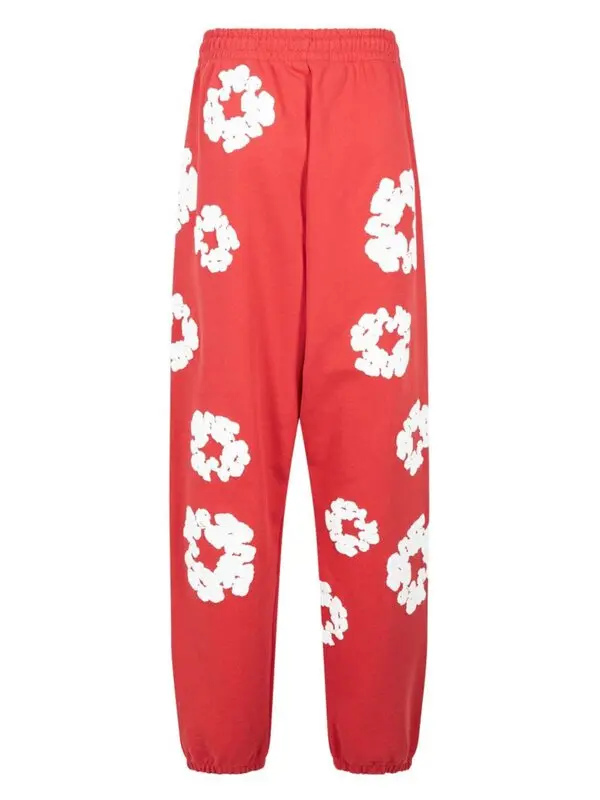 DENIM TEARS Cotton Wreath-print Track Pants - Red