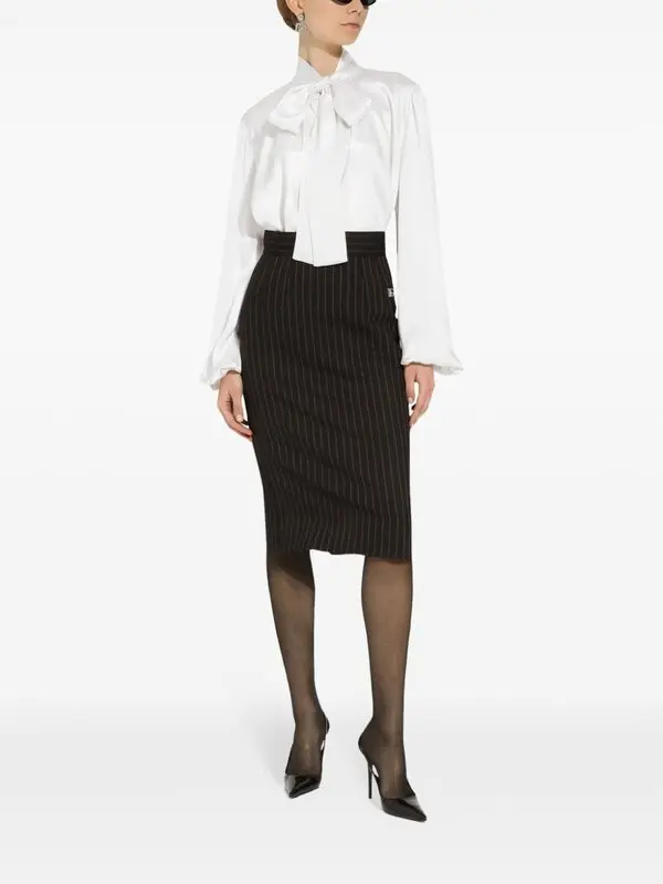Dolce & Gabbana Virgin Wool-blend Pinstripe Midi Skirt