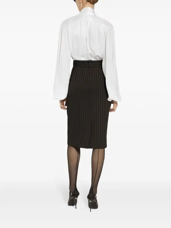 Dolce & Gabbana Virgin Wool-blend Pinstripe Midi Skirt