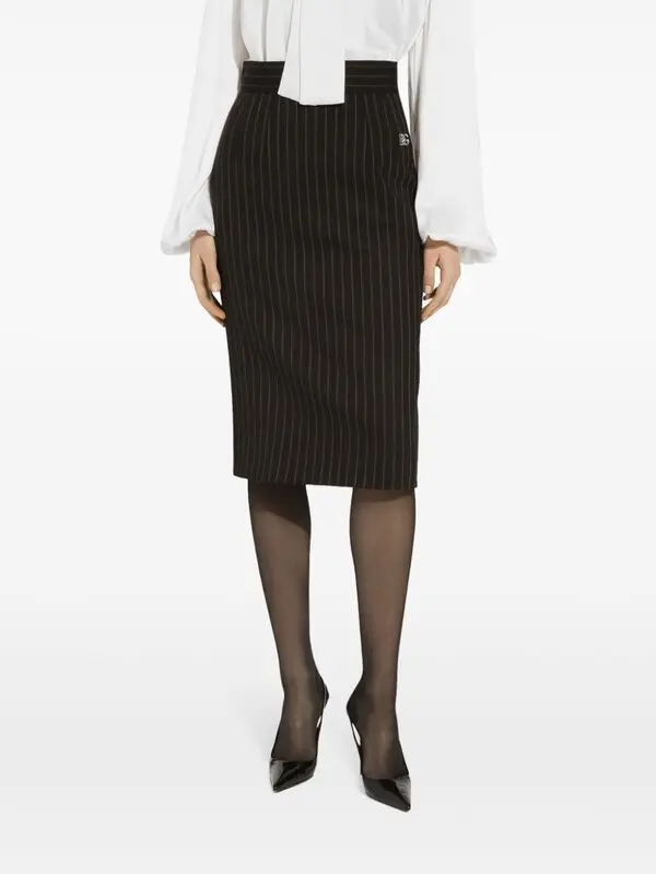 Dolce & Gabbana Virgin Wool-blend Pinstripe Midi Skirt