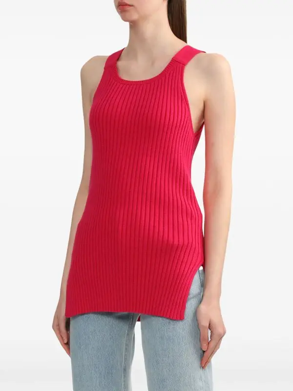 Helmut Lang Side-slit Ribbed-knit Tank Top