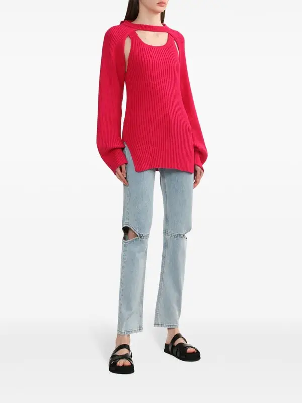 Helmut Lang Cut-out Ribbed Knit Jumper
